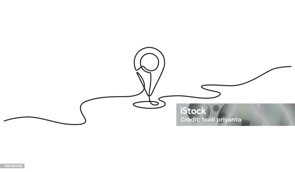 Dessin Au Trait Continu De La Vue De Lépingle Demplacement Vecteurs