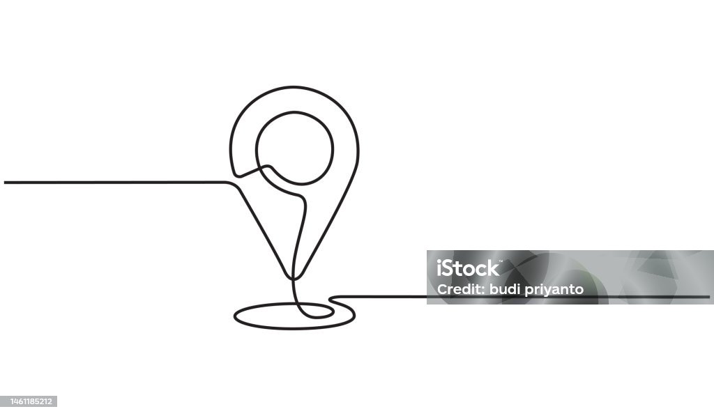 Dessin Au Trait Continu De La Vue De Lépingle Demplacement Vecteurs