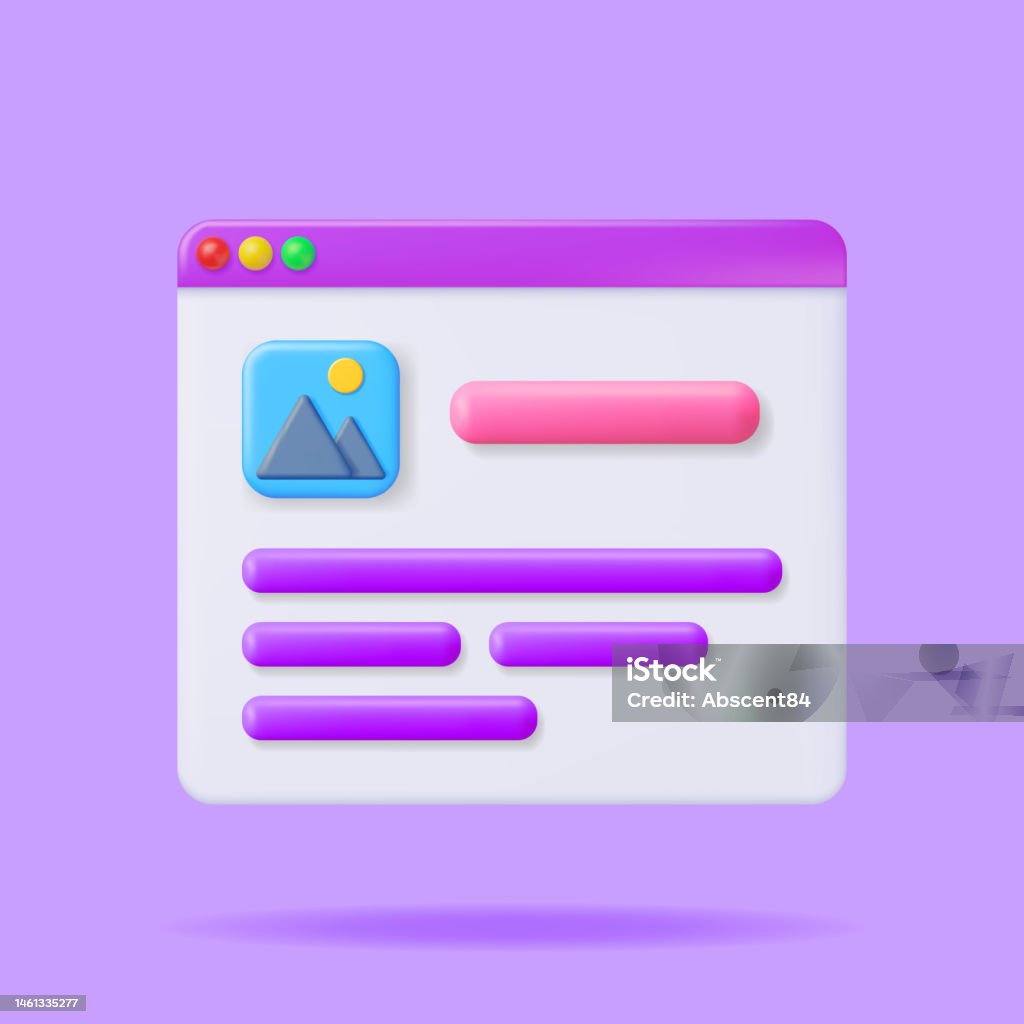 3d Browser Window With Web Page Stock Illustration Download Image Now Article Business