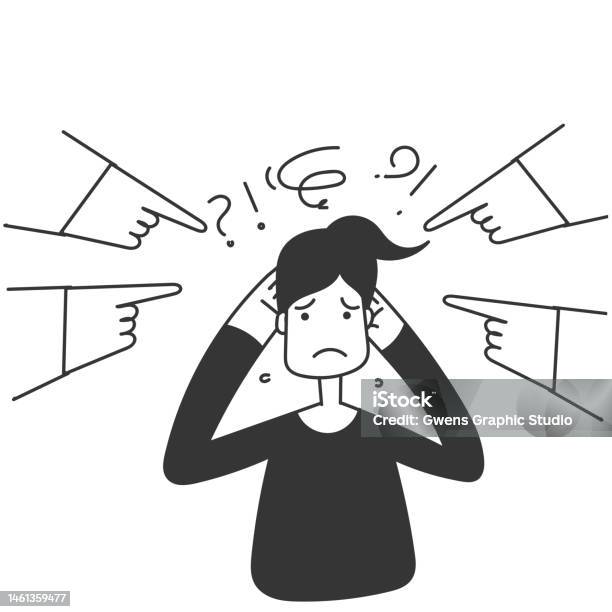 Doodle Dessiné À La Main Personne Stressée Par Peur De Lillustration