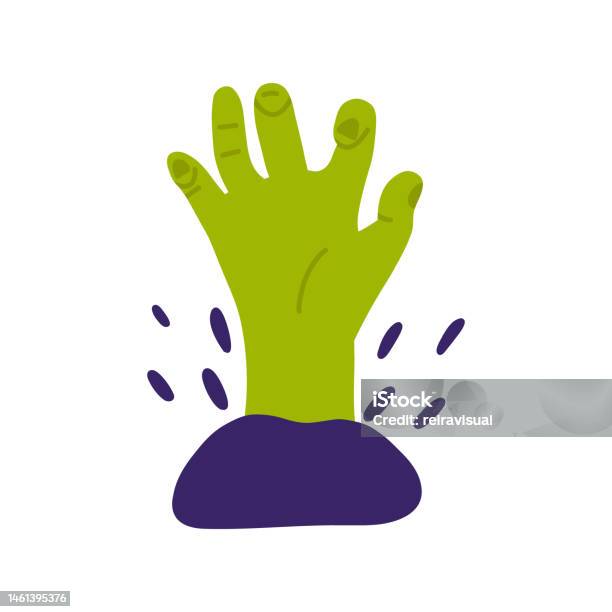 Main De Zombie Vert Sortant Du Sol Illustration Vectorielle Plate De ... Main De Zombie Vert Sortant Du Sol Illustration Vectorielle Plate De ...