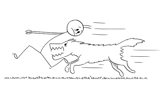 Orang Yang Melarikan Diri Dari Anjing Agresif Yang Marah Ilustrasi ... Orang Yang Melarikan Diri Dari Anjing Agresif Yang Marah Ilustrasi ...