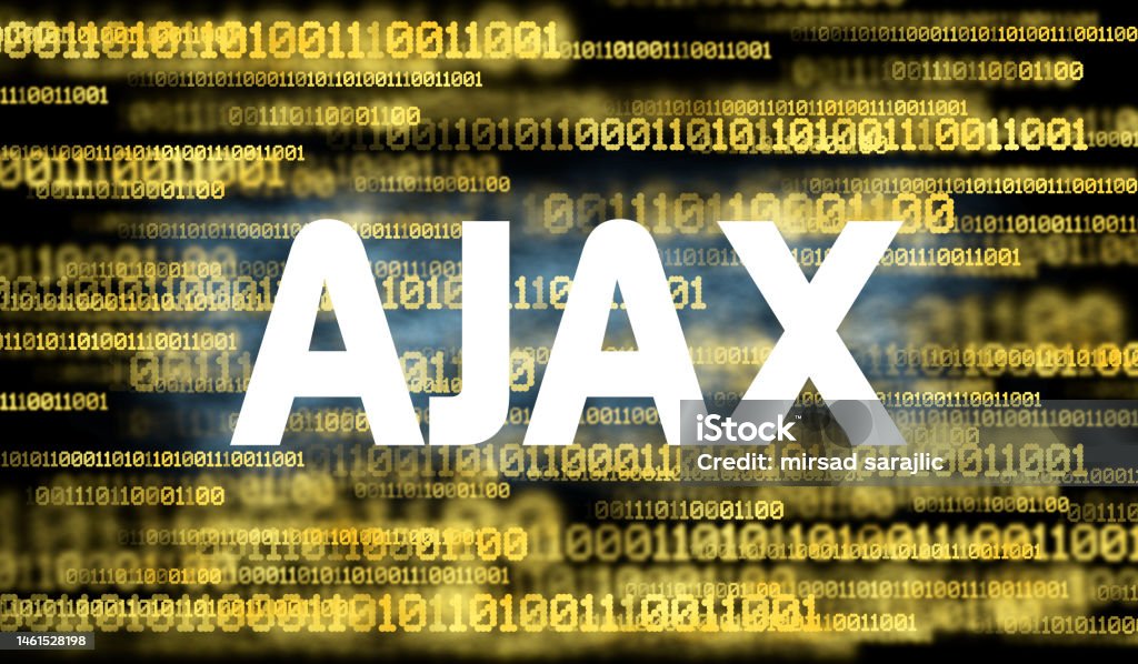 Word Ajax And Abstract Cyberspace With Binary Code On Dark Background Stock Illustration
