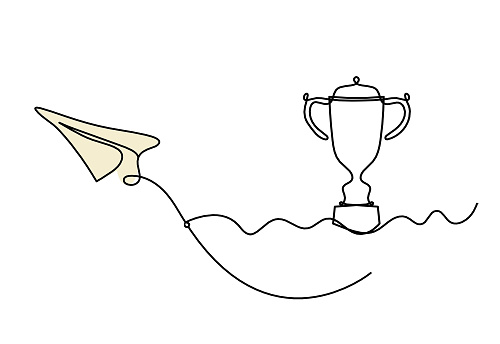 Bidang Kertas Warna Abstrak Dengan Piala Sebagai Gambar Garis Di Atas Putih Ilustrasi Stok