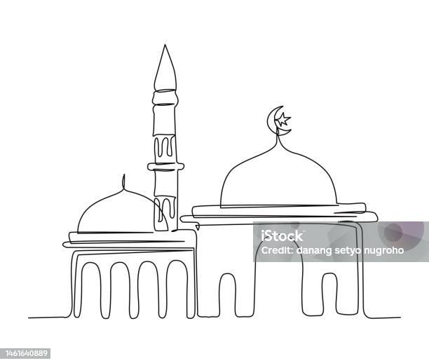 Dessin Continu Dune Ligne De La Mosquée Illustration Simple De