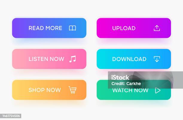 3d Click Here Web Buttons Set Of Action Button Hand Cursor And Arrow Pointing Click Link Buttons