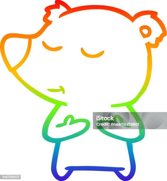 Dessin Au Trait Dégradé Arcenciel Dun Ours De Dessin Animé Heureux