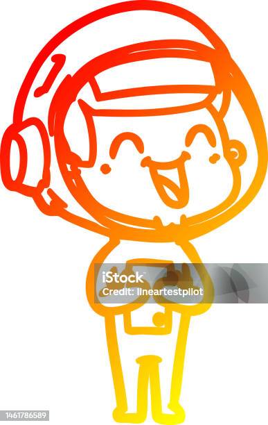 Dessin Au Trait Dégradé Chaud Dun Astronaute De Dessin Animé Heureux