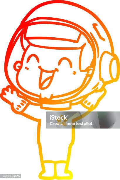 Dessin Au Trait Dégradé Chaud Dun Astronaute De Dessin Animé Heureux
