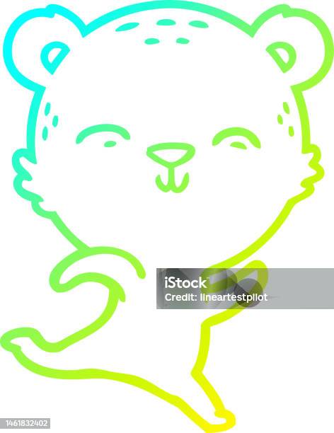 Dessin Au Trait Dégradé Froid Dun Ours De Dessin Animé Heureux Vecteurs