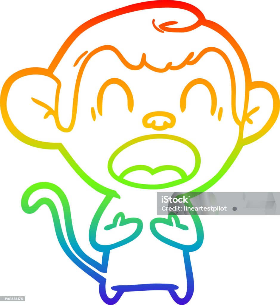 Dessin Au Trait Dégradé Arcenciel Dun Singe De Dessin Animé Criant