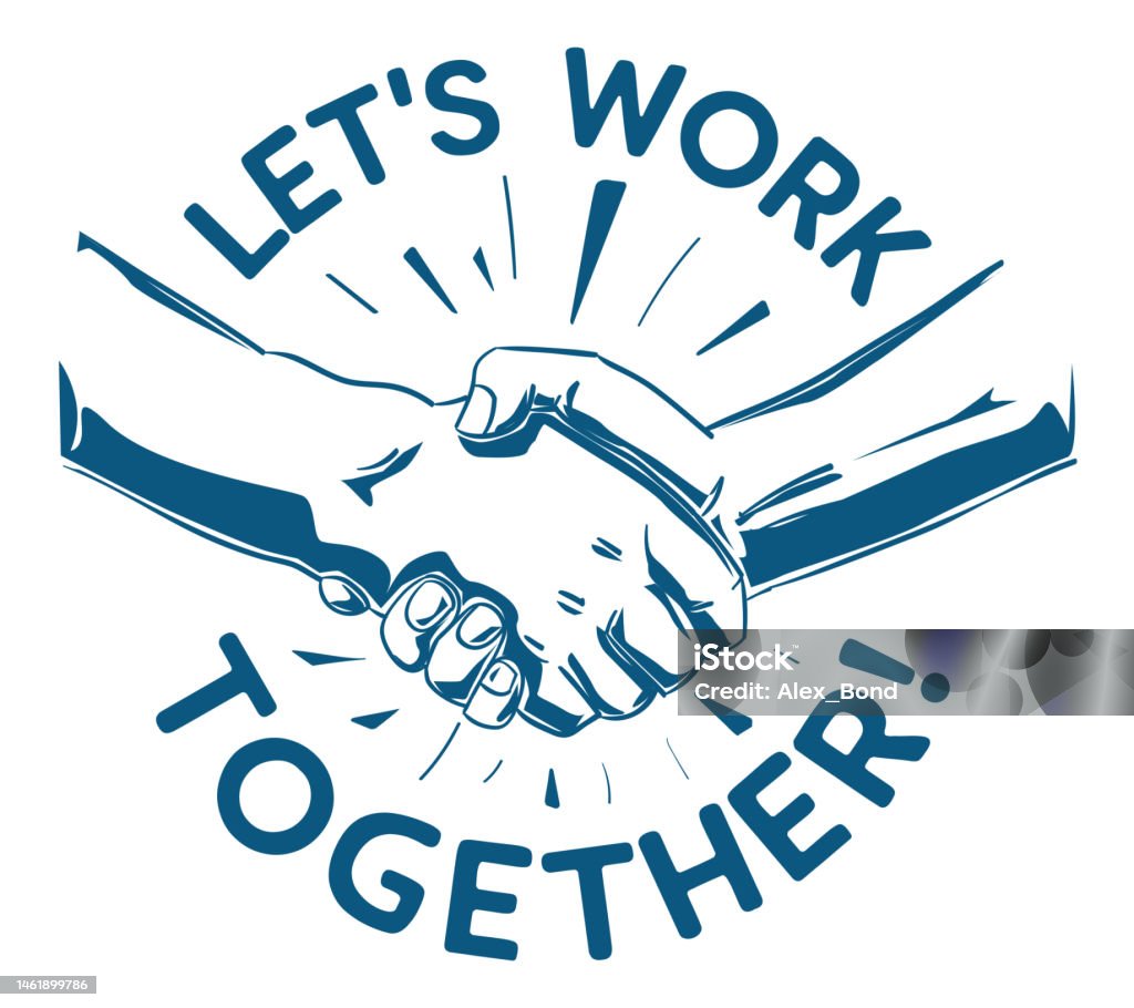 Lets Work Together Advertising Handshake Sign Stock Illustration ... Lets Work Together Advertising Handshake Sign Stock Illustration ...