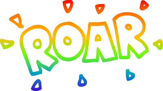 Dessin Au Trait Dégradé Arcenciel Dun Signe Rugissant De Dessin Animé