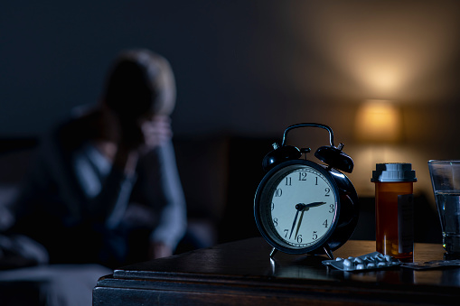Depressed Senior Asian Woman Sitting In Bed Cannot Sleep From Insomnia ... Depressed Senior Asian Woman Sitting In Bed Cannot Sleep From Insomnia ...