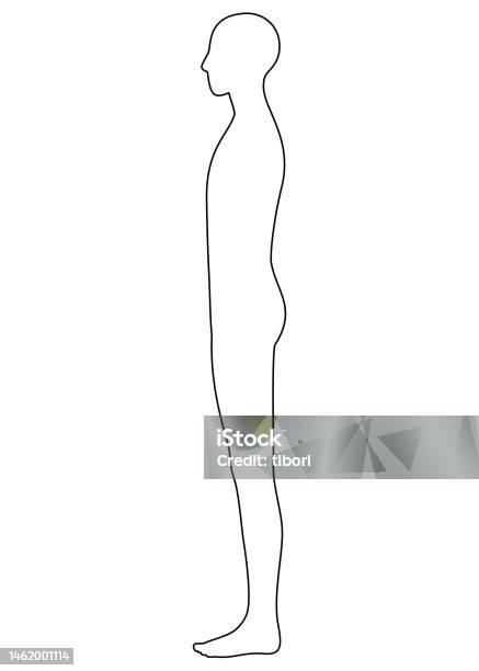 Human Body Outline Side Monochrome Illustration Stock Illustration Download Image Now Ankle