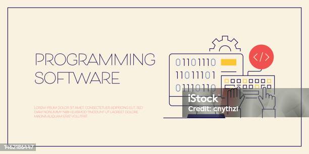 Programming Related Vector Conceptual Illustration Developer Computer Language Coding Stock