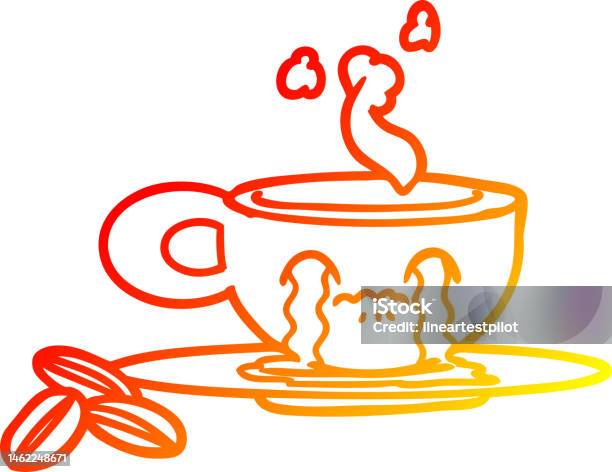 Dessin Au Trait Dégradé Chaud Dune Tasse Espresso Pleurant De Dessin