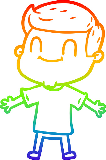 Dessin Au Trait Dégradé Arcenciel Dun Homme Amical De Dessin Animé