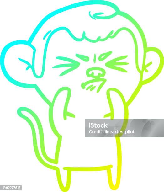 Dessin Au Trait Dégradé Froid Dun Singe Agacé De Dessin Animé Vecteurs