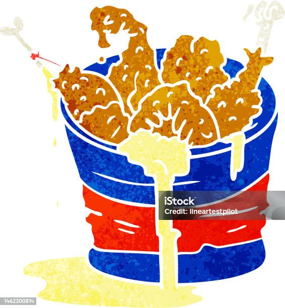 Kartun Retro Yang Digambar Tangan Ember Doodle Ayam Goreng Ilustrasi ... Kartun Retro Yang Digambar Tangan Ember Doodle Ayam Goreng Ilustrasi ...