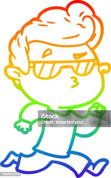 Dessin Au Trait Dégradé Arcenciel Dun Gars Cool De Dessin Animé