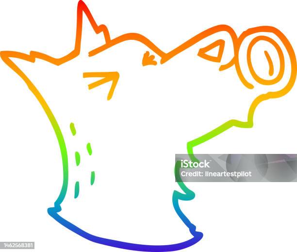 Dessin Au Trait Dégradé Arcenciel Dun Loup Hurlant De Dessin Animé