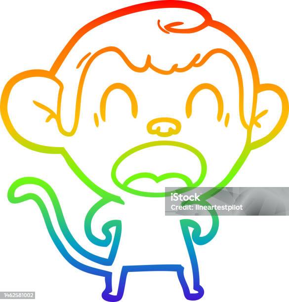Dessin Au Trait Dégradé Arcenciel Dun Singe De Dessin Animé Criant