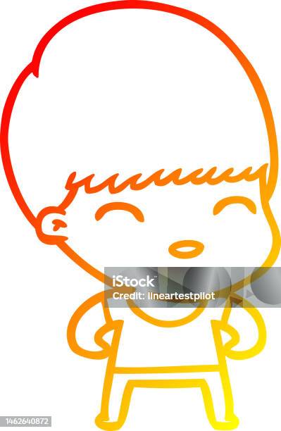 Dessin Au Trait Dégradé Chaud Dun Garçon De Dessin Animé Heureux