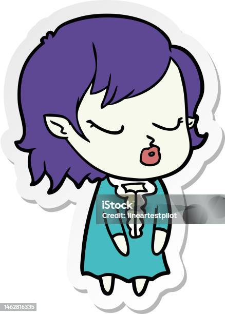 Autocollant Dune Jolie Fille Vampire De Dessin Animé Vecteurs Libres De