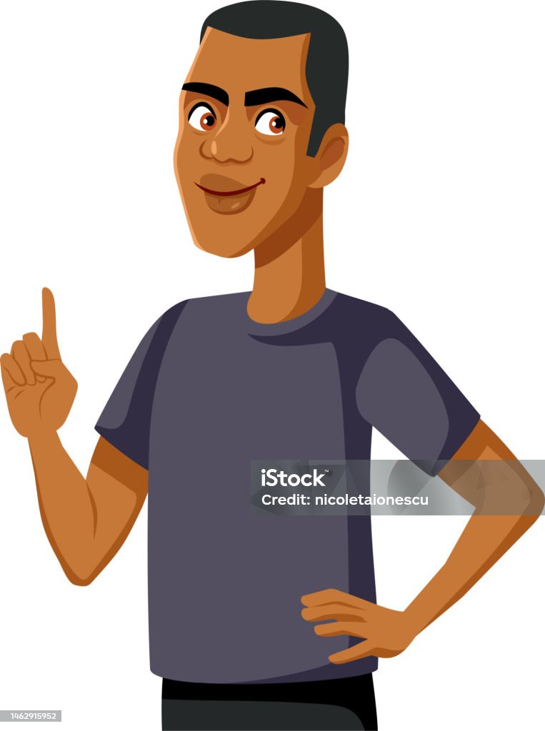 Man Pointing Index Finger Vector Cartoon Illustration Stock