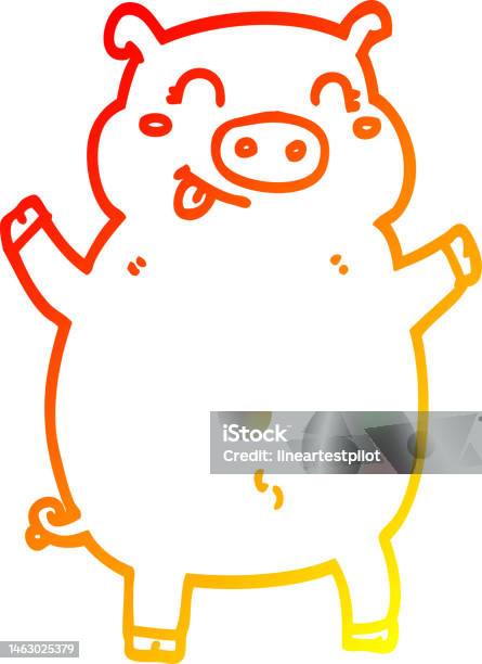 Dessin Au Trait Dégradé Chaud Dun Cochon De Dessin Animé Vecteurs