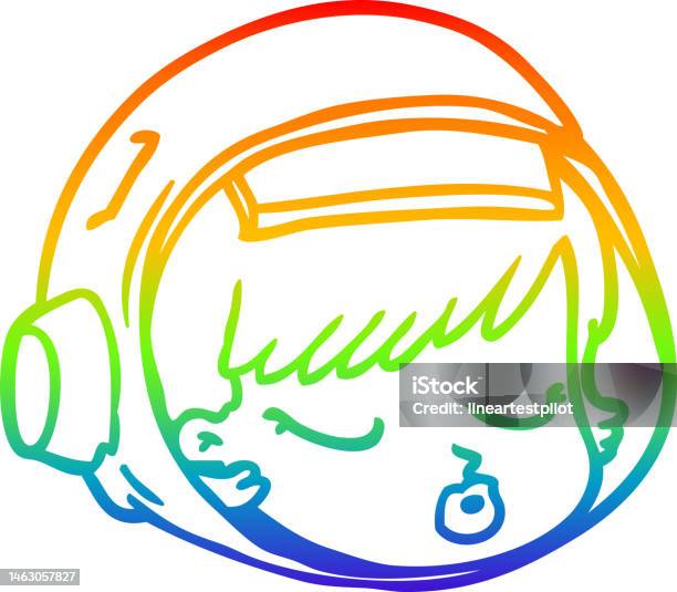 Dessin Au Trait Dégradé Arcenciel Dun Visage Dastronaute De Dessin