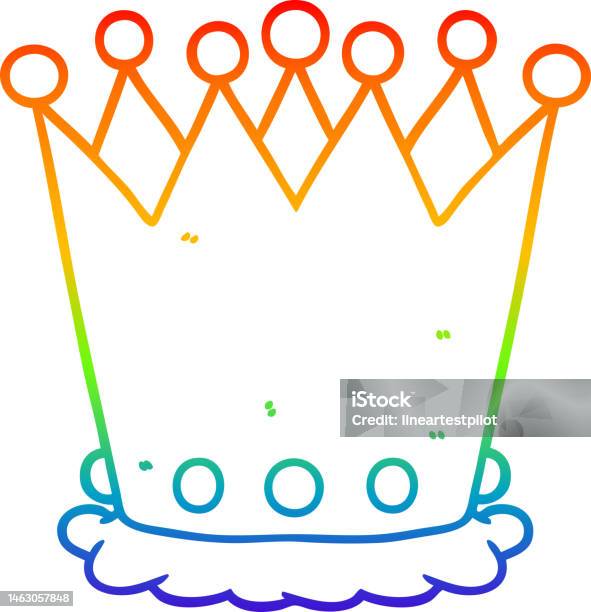 Dessin Au Trait Dégradé Arcenciel Dune Couronne De Dessin Animé