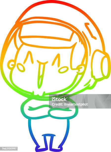 Dessin Au Trait Dégradé Arcenciel Dun Astronaute De Dessin Animé