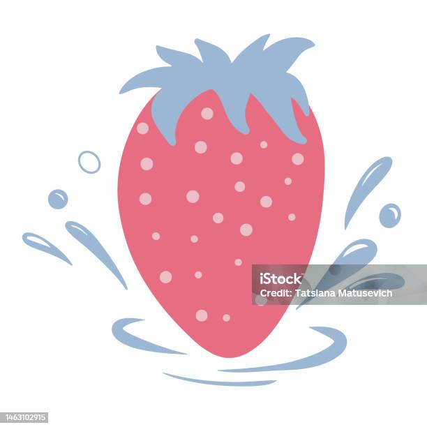 Fraises Avec Des Gouttes Deau Illustration Vectorielle De Style Dessin
