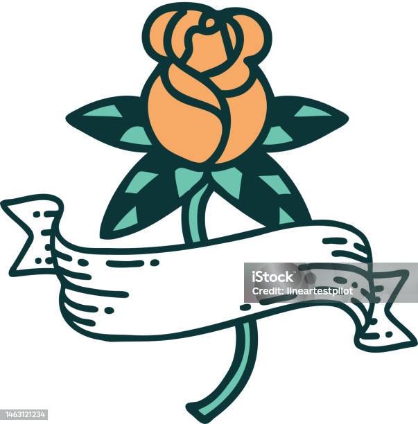 Image De Style Tatouage Emblématique Dune Rose Et Dune Bannière
