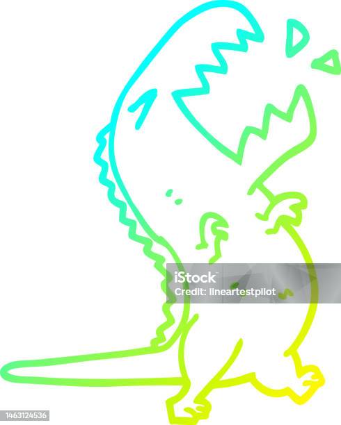 Dessin Au Trait Dégradé Froid Dun Dessin Animé Rugissant T Rex Vecteurs
