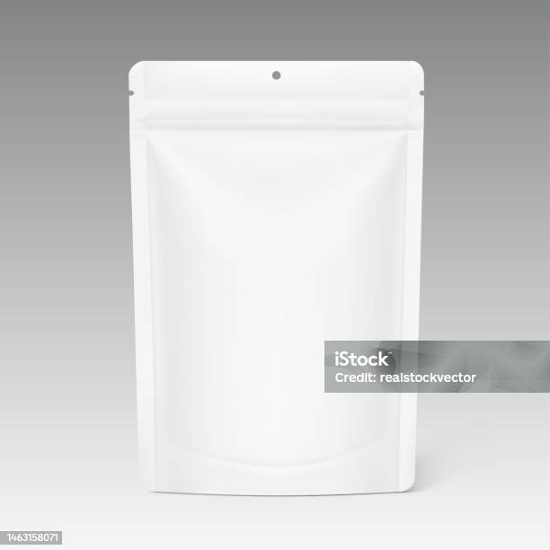 Blank Pouch Bag Mockup Vector Illustration Front View Stock