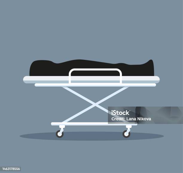 Mort Sur Licône De La Civière Dans Le Style Dessin Animé Isolé Sur Fond