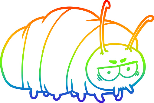 Dessin Au Trait Dégradé Arcenciel Dun Bug De Dessin Animé Vecteurs