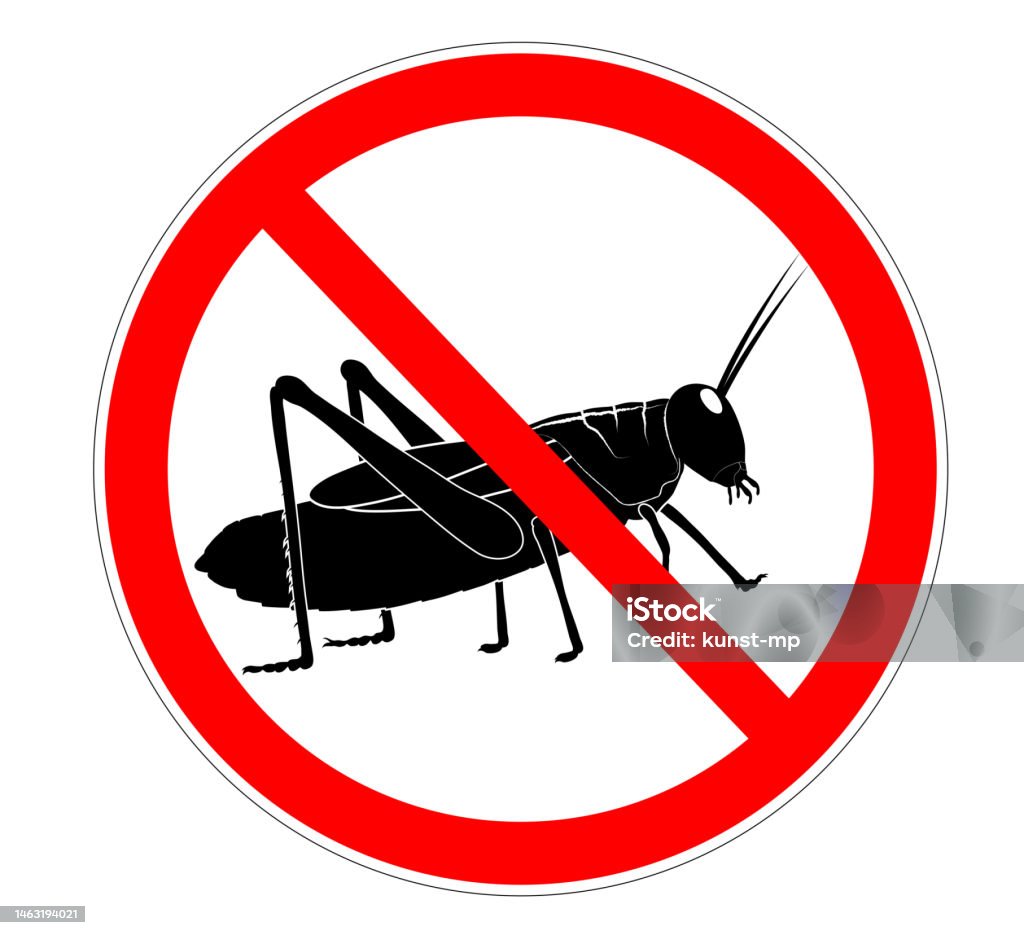 Silhouette De Sauterelle Avec Panneau Dinterdiction Logo Sans Insectes
