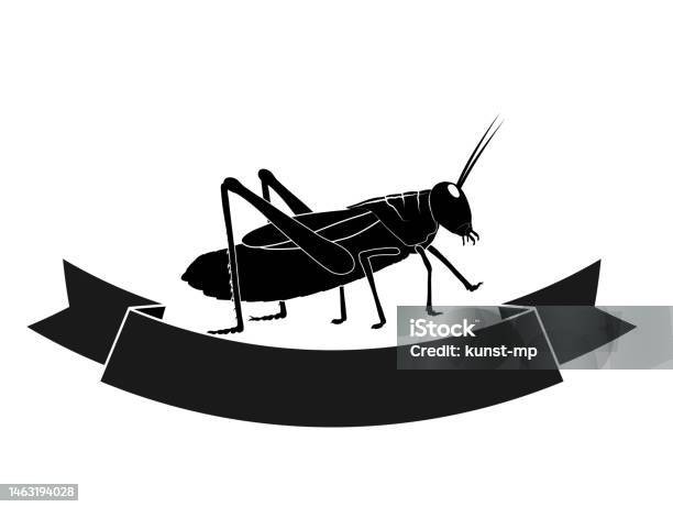 Silhouette De Sauterelle Avec Banderole Noire Vierge Illustration