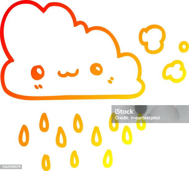 Dessin Au Trait Dégradé Chaud Dun Nuage Dorage De Dessin Animé Vecteurs