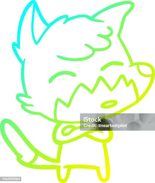 Dessin Au Trait Dégradé Froid Dun Renard De Dessin Animé Vecteurs