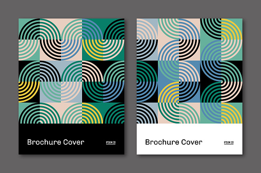 Template Desain Sampul Brosur Dengan Grafik Geometris Abstrak Davey