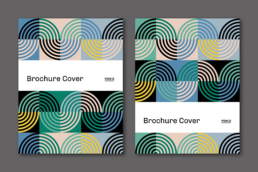 Template Desain Sampul Brosur Dengan Grafik Geometris Abstrak Davey