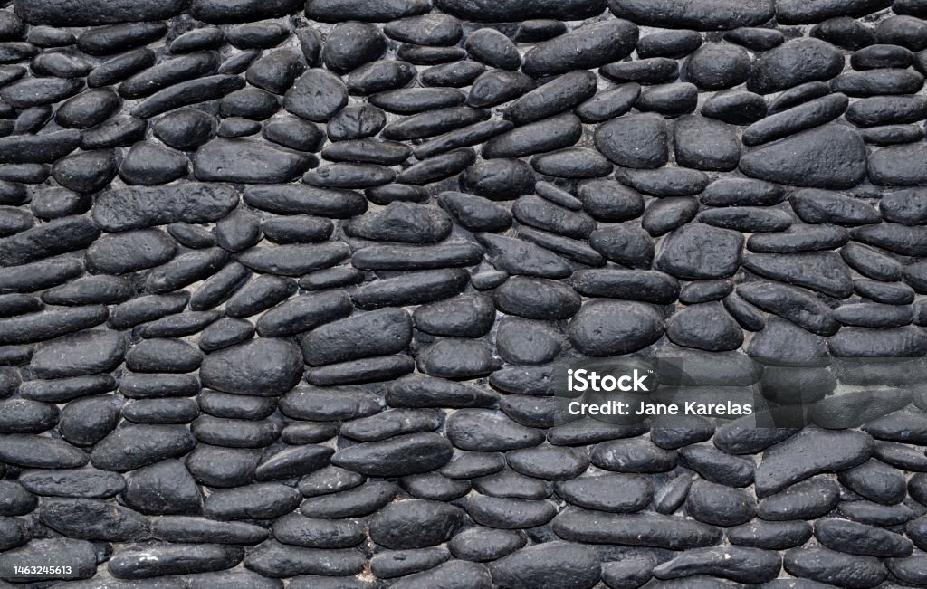 Latar Belakang Dinding Batu Hitam Dan Tekstur Wallpaper Foto Stok