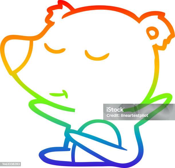 Dessin Au Trait Dégradé Arcenciel Dun Ours De Dessin Animé Heureux