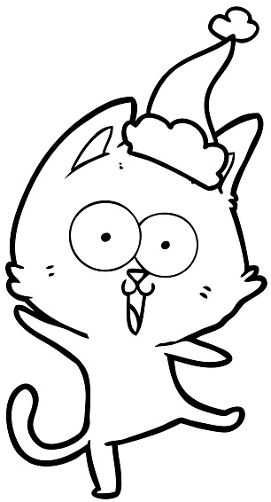 Dessin Au Trait Amusant Dessiné À La Main Dun Chat Portant Un Chapeau