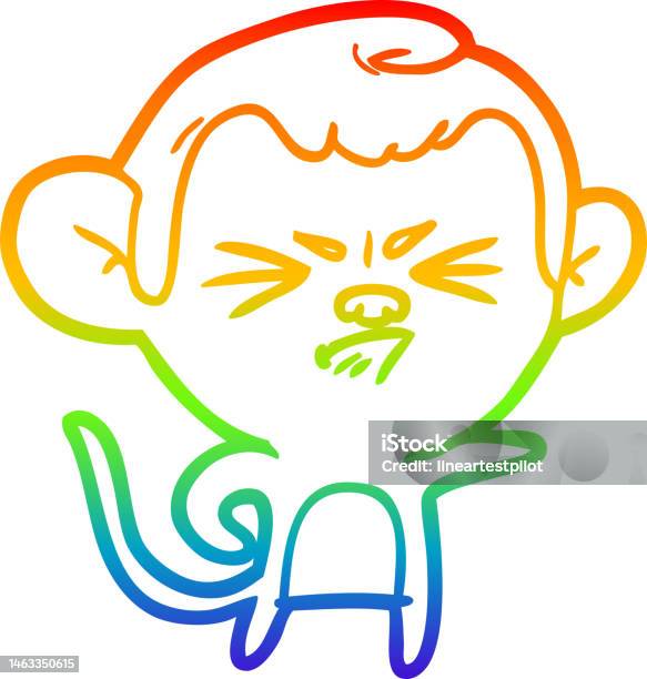 Dessin Au Trait Dégradé Arcenciel Dun Singe Agacé De Dessin Animé